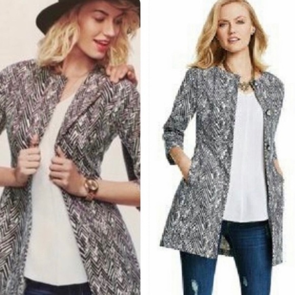 CAbi | Jackets & Coats | Cabi Ponti Knit Zigzag Jacket Longline Style ...